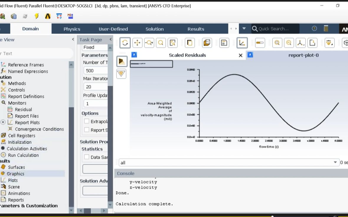ANSYS Fluent教程94:无UDF的抛物线入口速度剖面随时间变化