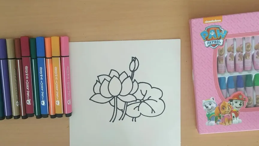 简笔画荷花的画法,几分钟学画卡通荷叶荷花,儿童宝宝轻松学画画