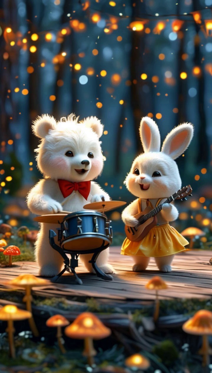 温馨氛围下小动物欢乐的表演