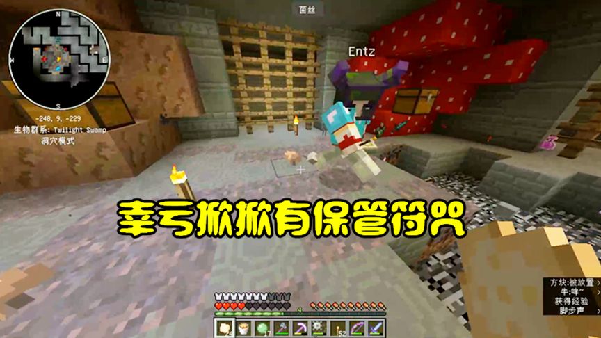 我的世界暮色联机29:大意掀掀被群怪围殴,幸亏保管符咒起效了!