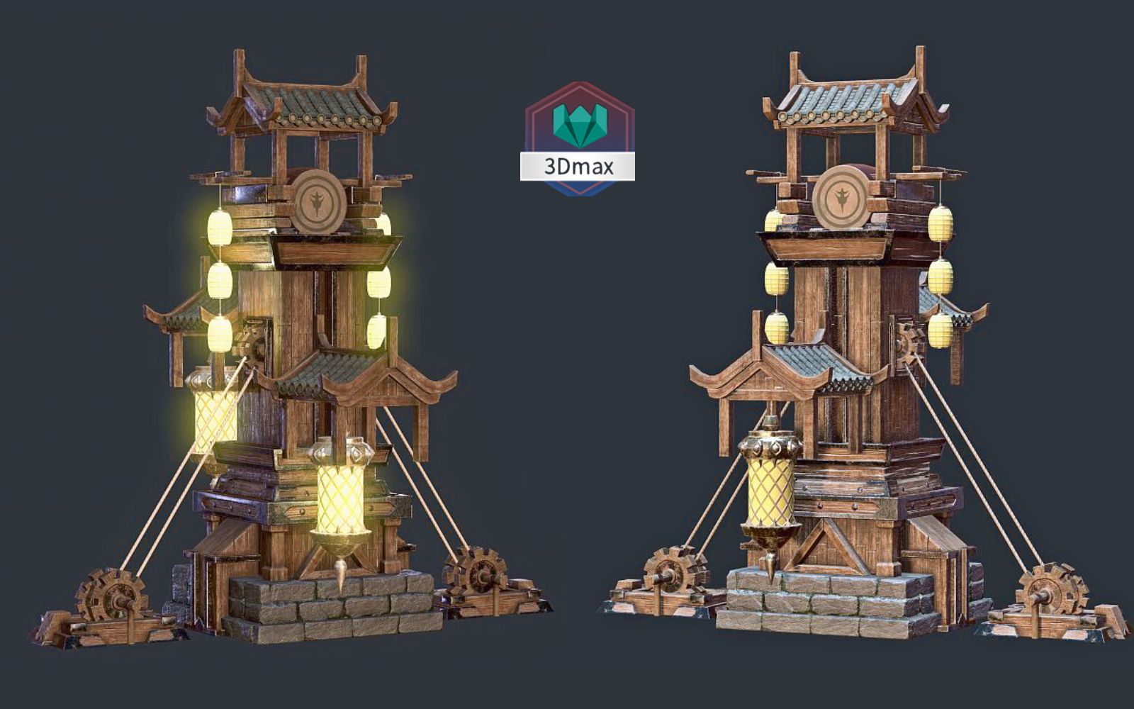 【3Dmax场景建模】游戏常见“盯梢塔”模型制作全流程,Maya初阶...