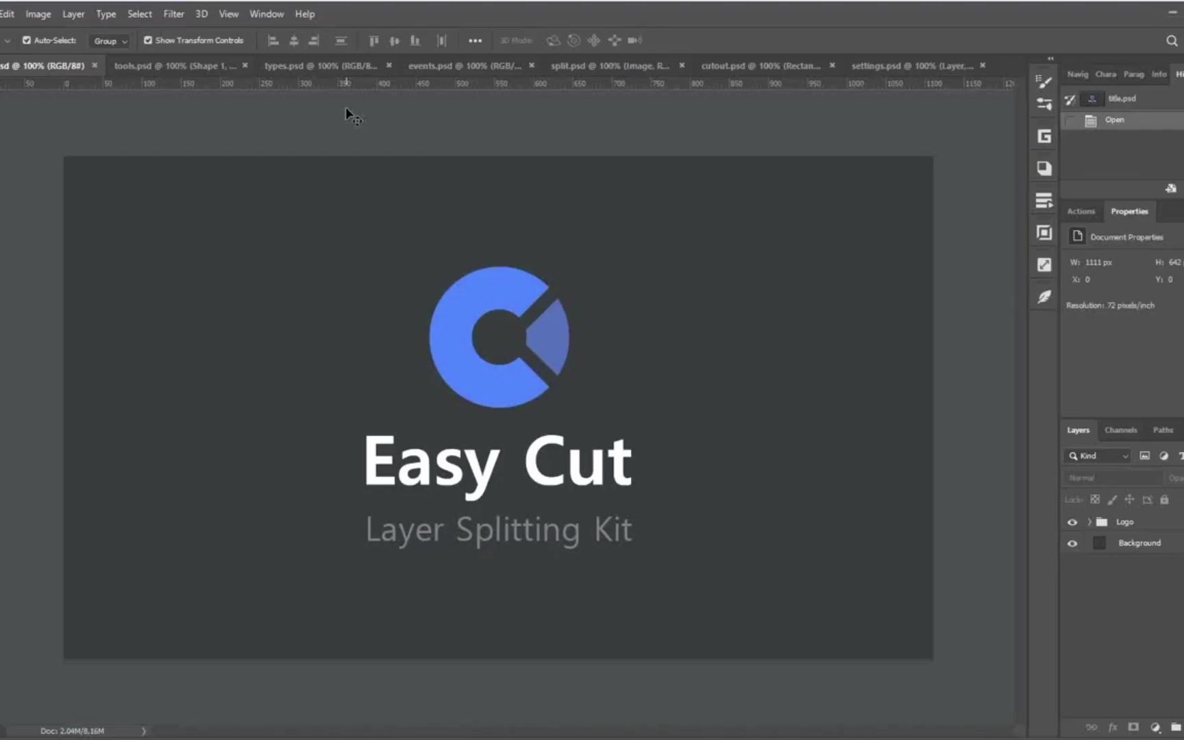 PS插件图层切片切割Easy Cut Layer Splitting Kit