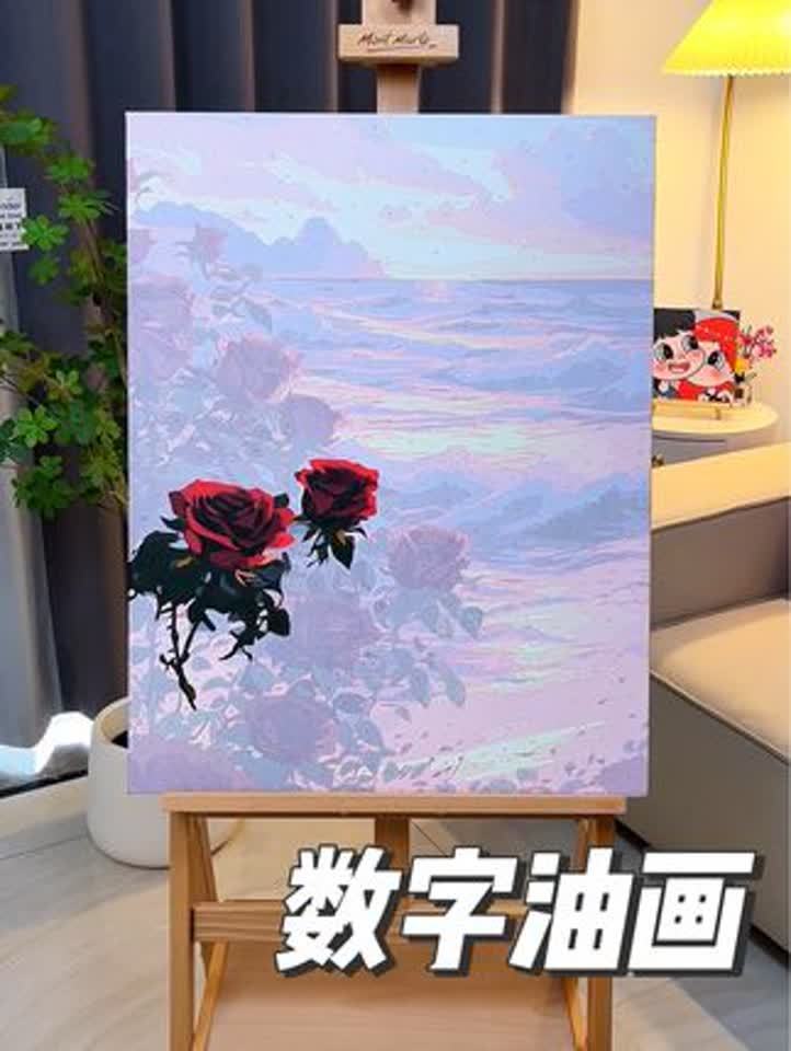 ...对着数字填色,整整一下午很治愈的感觉#数字油画#数字填色#治愈系 ...