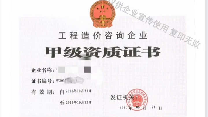 甲级造价总公司全国拓展分公司 造价甲 监理乙 咨询乙 招标代理 另有...