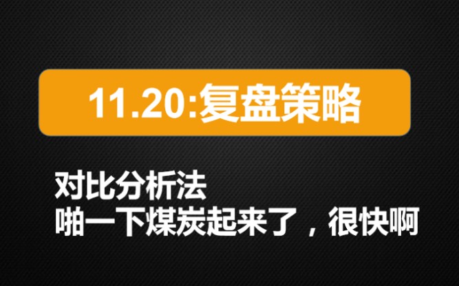 11.20:对比分析法;啪一下煤炭起来了,很快啊