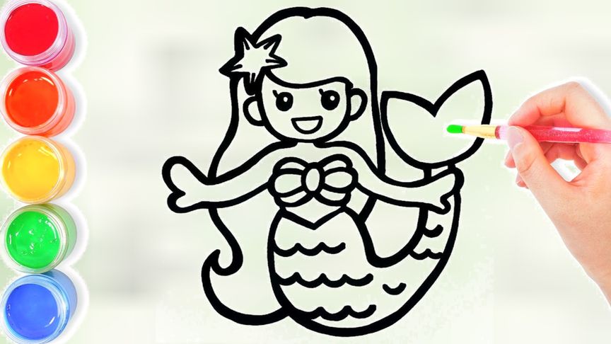 简单易懂的儿童绘画,一起来学习画一个闪闪发光的美人鱼吧!