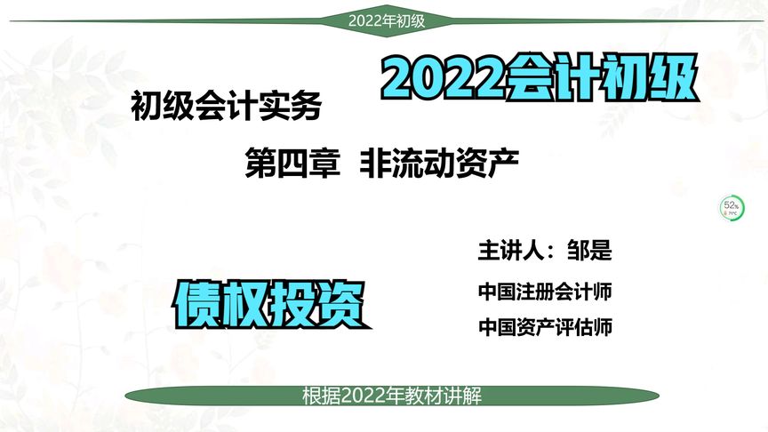2022会计初级实务 第四章第一讲 债权投资