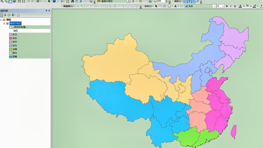 ArcGIS 与样式中的符合匹配331-(3)标注不同行政区的颜色