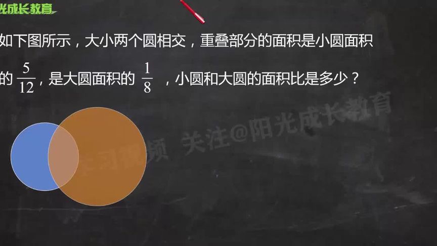 大小两个圆重叠,怎么知道它们面积比,用假设法和份数法轻松解决