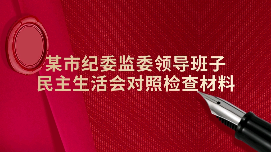 xx市纪委监委领导班子民主生活会对照检查材料