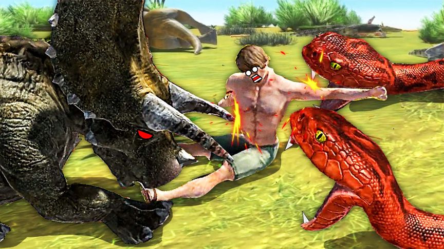 动物战斗模拟器 异形蛇发怒变成吞天巨蟒把我吞了 阿波兔解说