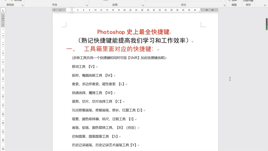 Photoshop软件史上最全快捷键
