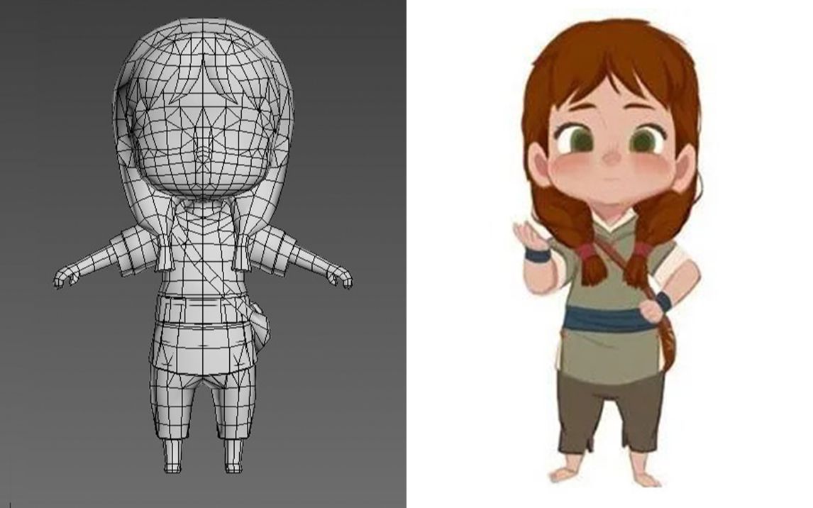 3dmax人物建模入门-卡通角色全身建模,身体布线到发型服装制作