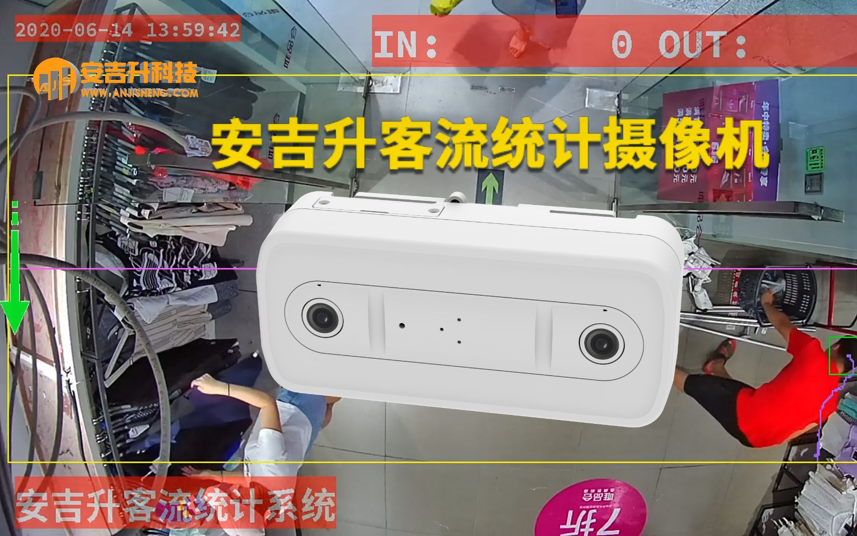 安吉升垂直双目客流统计摄像机功能_商业客流客流统计和客流分析设备