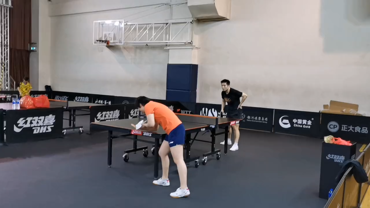WTT澳门冠军赛|樊振东/蒯曼混双赛前训练
