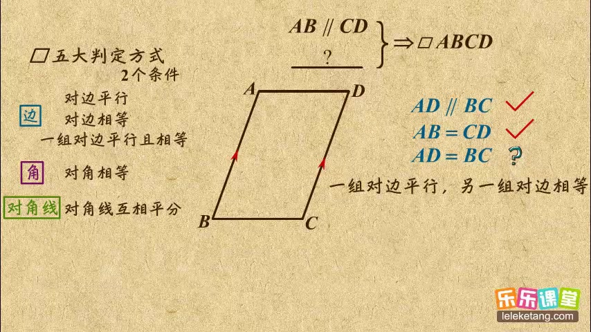 初中数学八年级下册 判定方法辨析