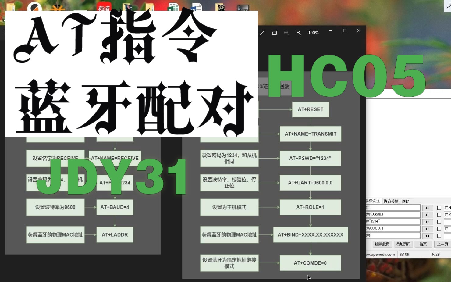 JDY31和HC05蓝牙模块通过串口+AT指令进行配置,然后配对