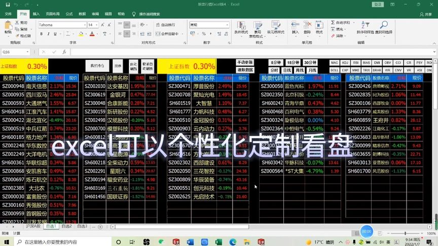 excel股票看盘