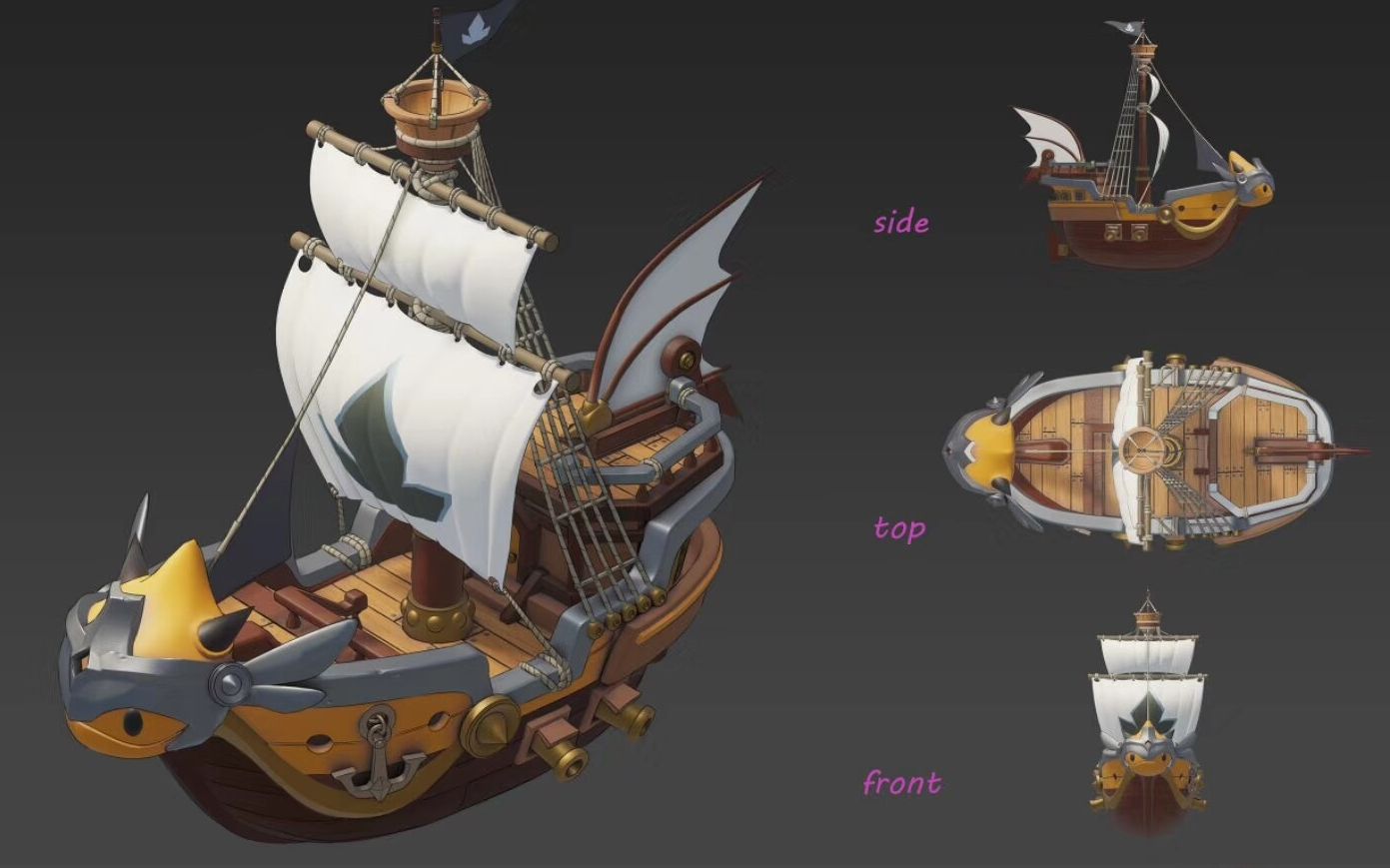 【3DMAX场景建模】“海盗船”游戏模型制作,3DMAX零基础布线教程