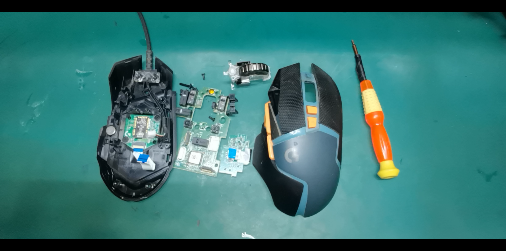 罗技G502HERO 鼠标拆解回装 GBB键鼠配件维修店