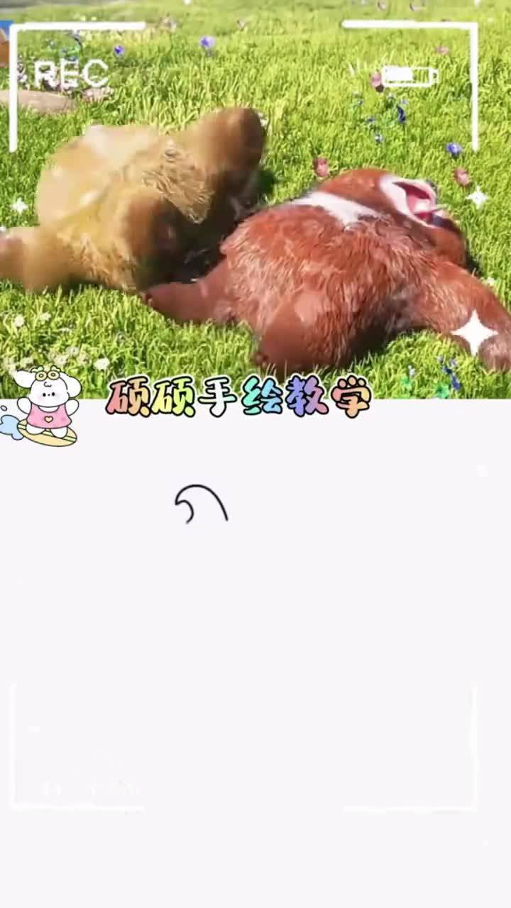 才艺:熊妈妈哄着熊大熊二,可爱的简笔画来喽