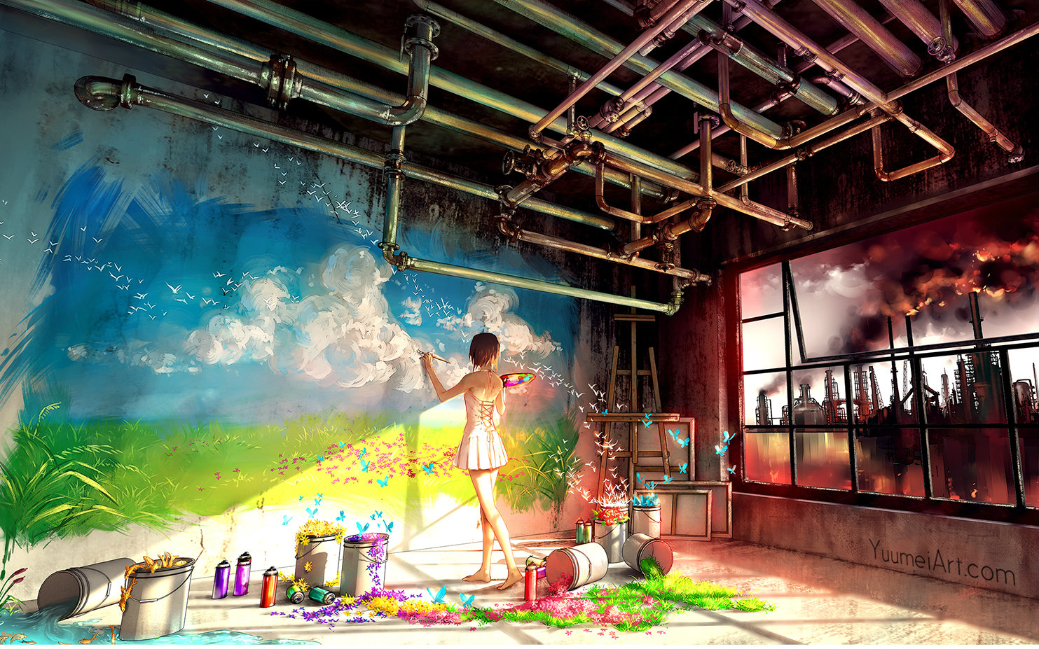 【yuumei】4分钟教你如何将3D建模转为2D背景