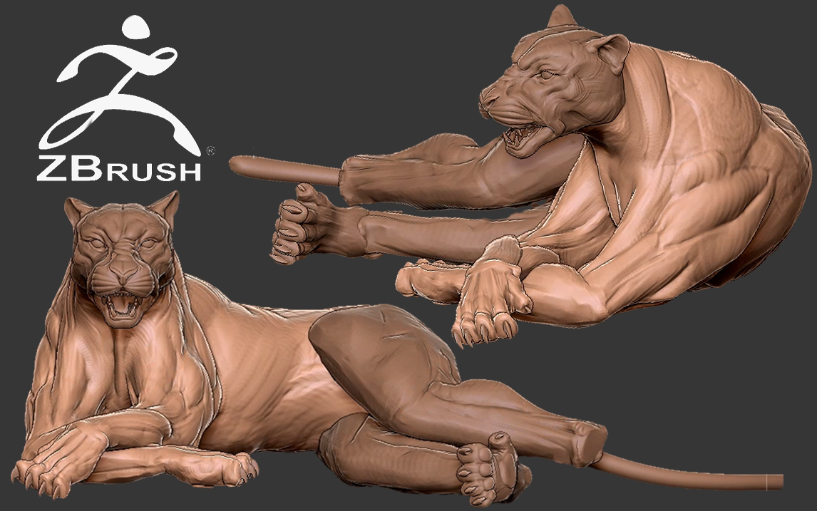 【zbrush雕刻】从零开始教你豹子模型雕刻,zb动物高模制作教程