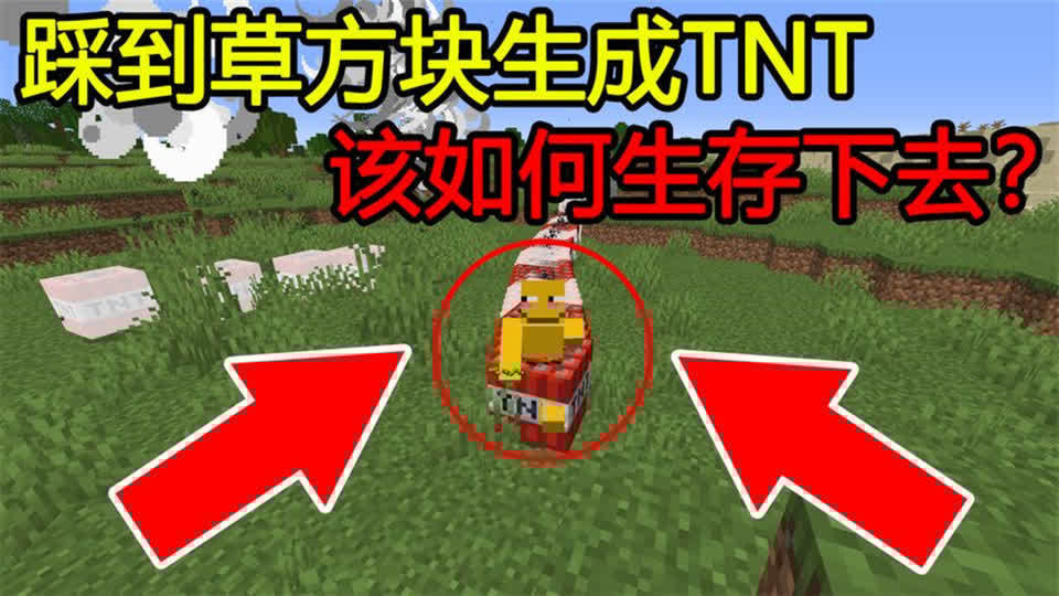 我的世界:踩到草方块就会生成TNT,该如何生存下去?