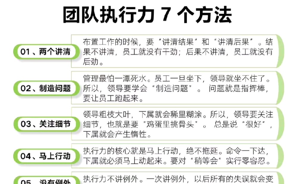 团队执行力icon7个方法。#企业管理#职场#团队#提升自已