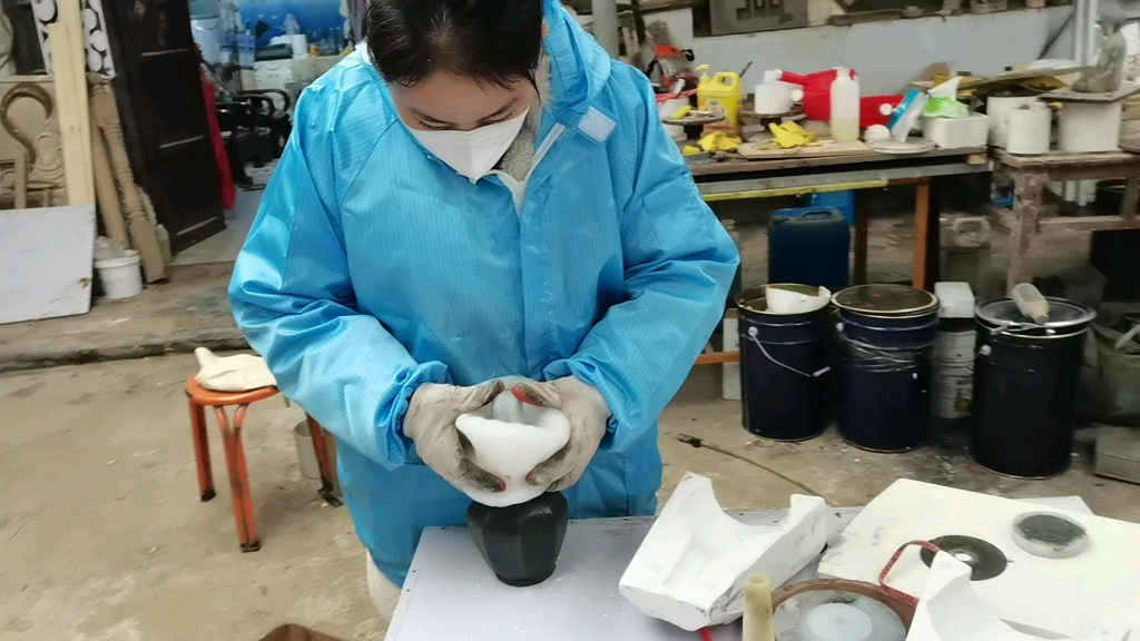 青砂石人造石红橙黄绿蓝靛紫细ロ八凌插花花瓶整体出模制作配方调制...