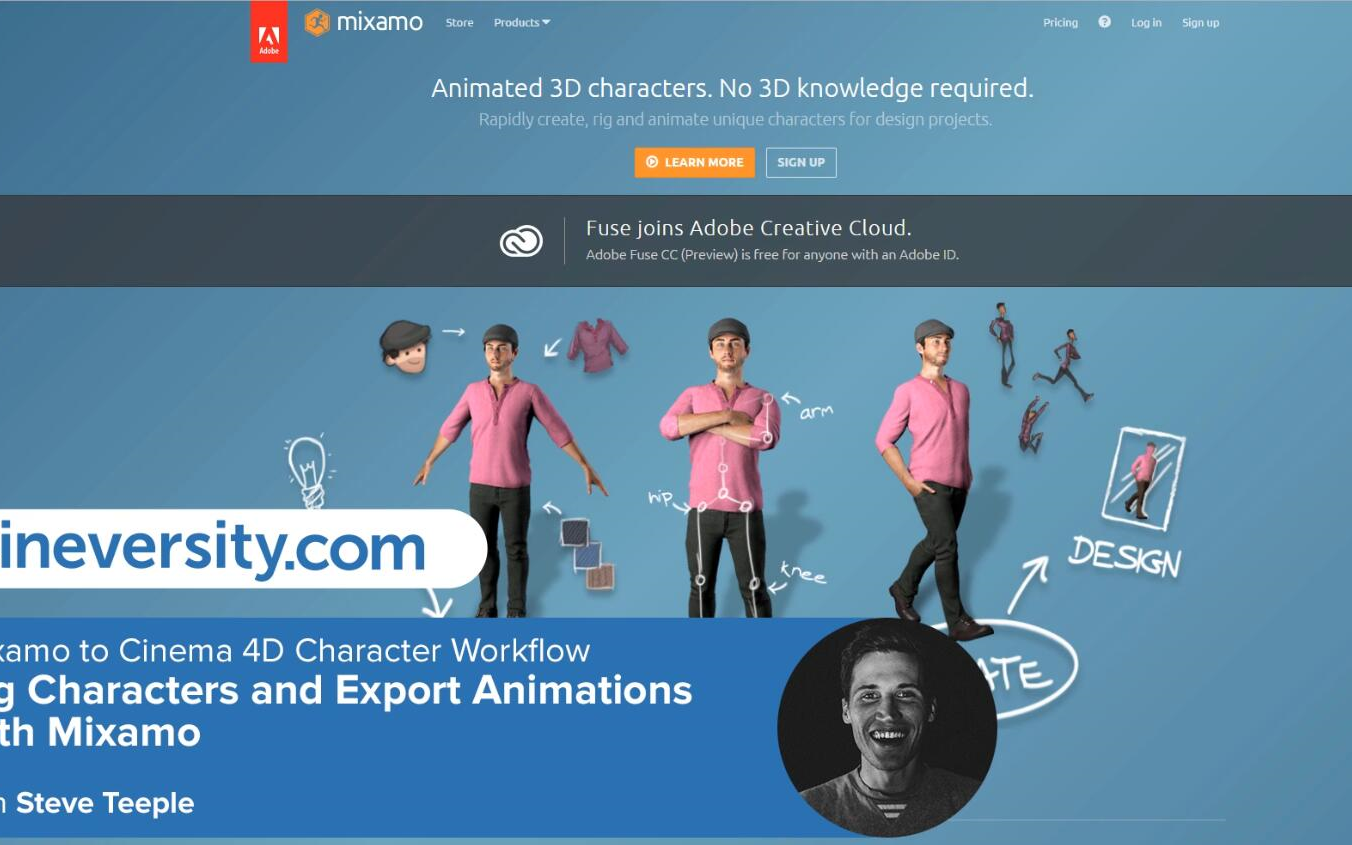 C4D教程 - 人物角色动作捕捉绑定 Cineversity - Mixamo to Cinema 4D ...