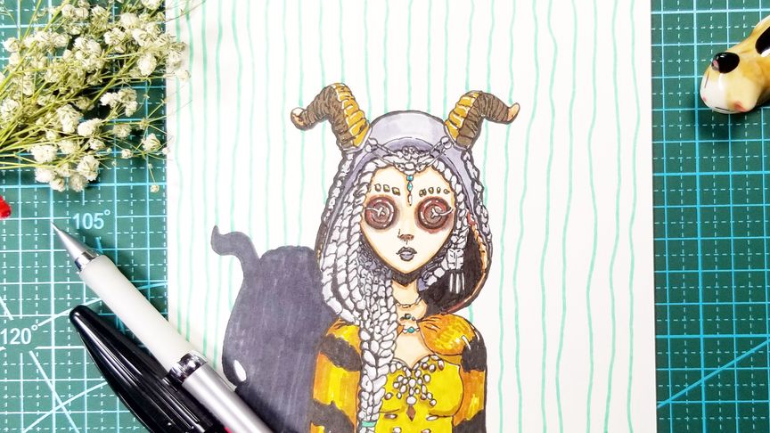 画第五人格里的祭司,这个角色好复杂,真难画