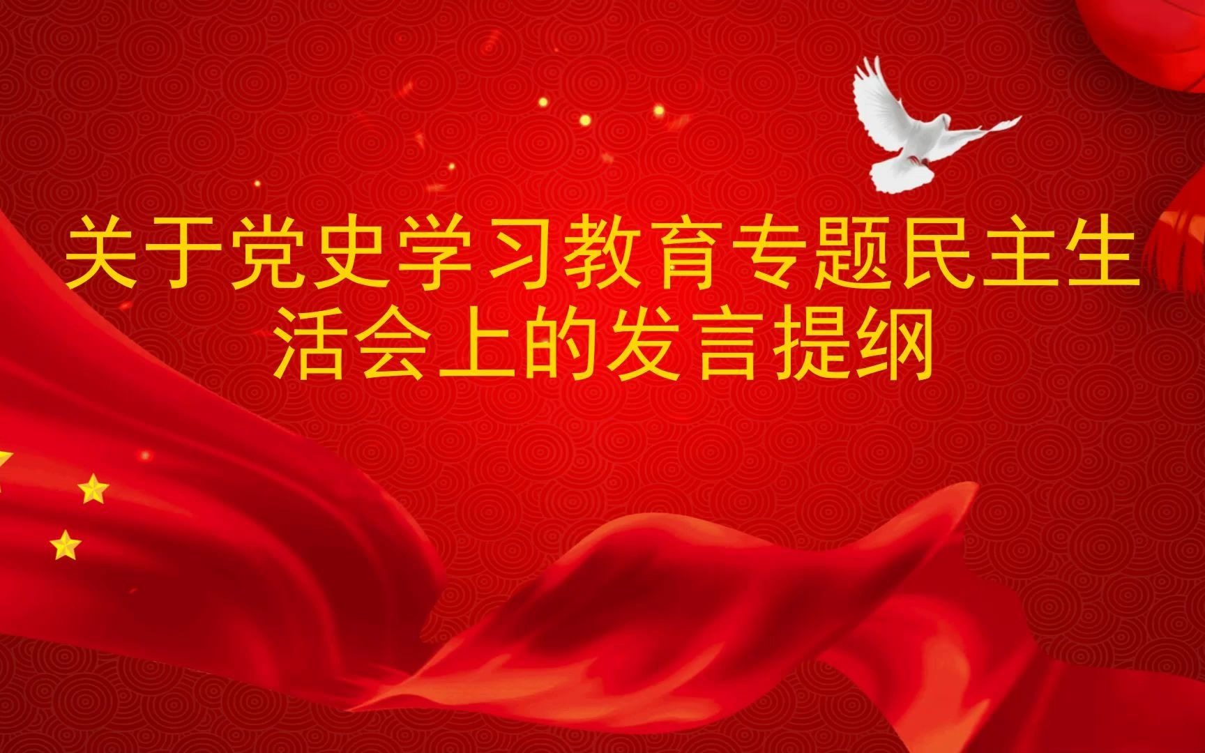 关于党史学习教育专题民主生活会上的发言提纲