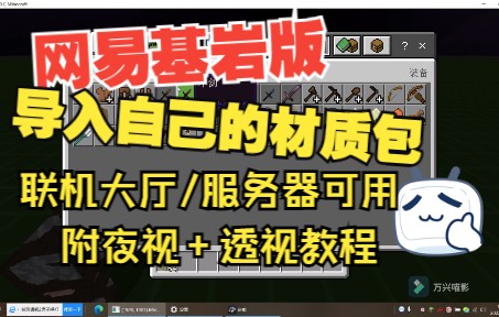 我的世界网易电脑基岩版导入材质教程 (附夜视+透视) 服务器/联机大厅 ...