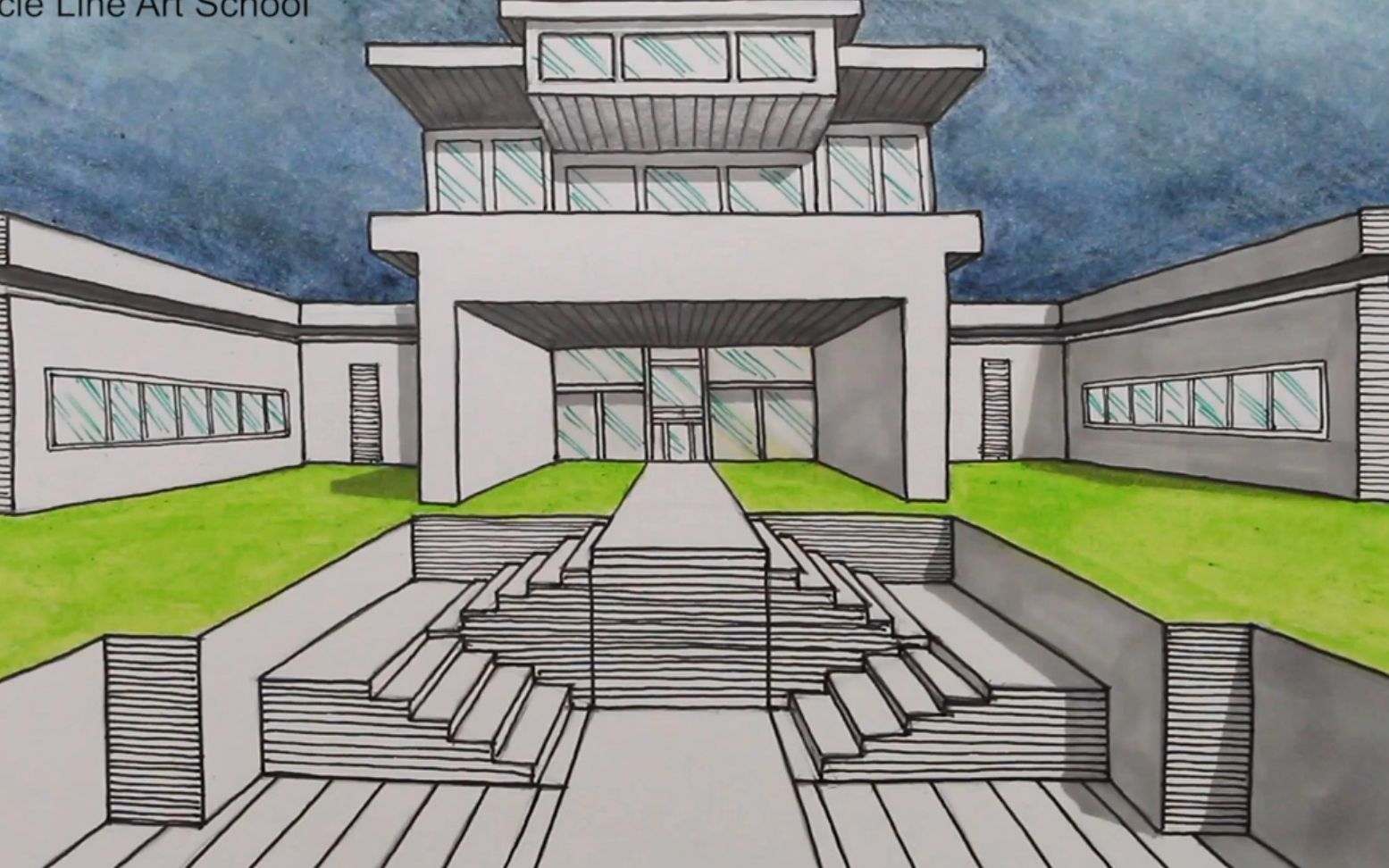 【手绘】手绘建筑效果图全过程