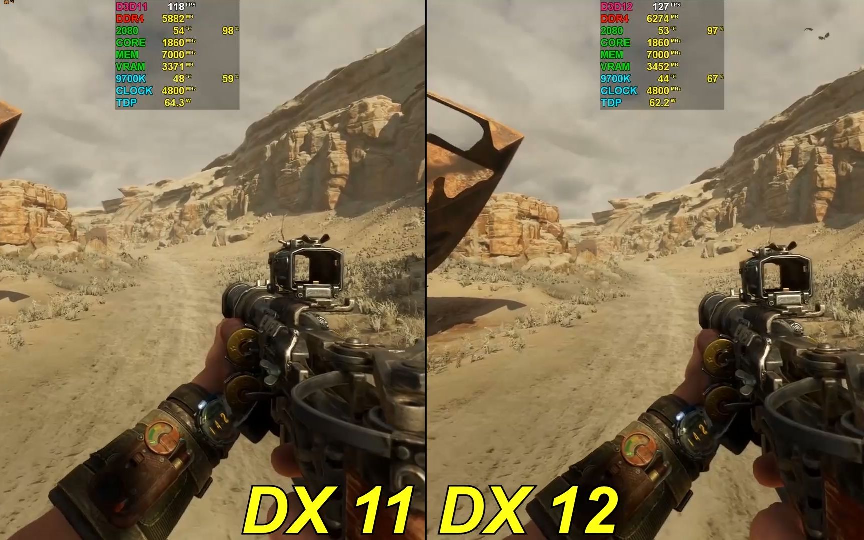 地铁离乡离去 DX 11 vs DX 12 游戏帧率性能测试对比 9700K 4.8GHZ ...