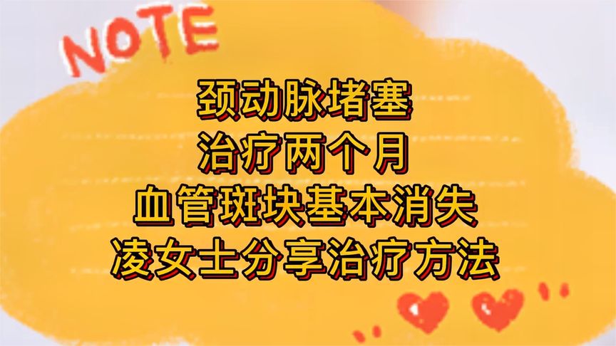 颈动脉堵塞治疗两个月,血管斑块基本消失,凌女士分享治疗方法