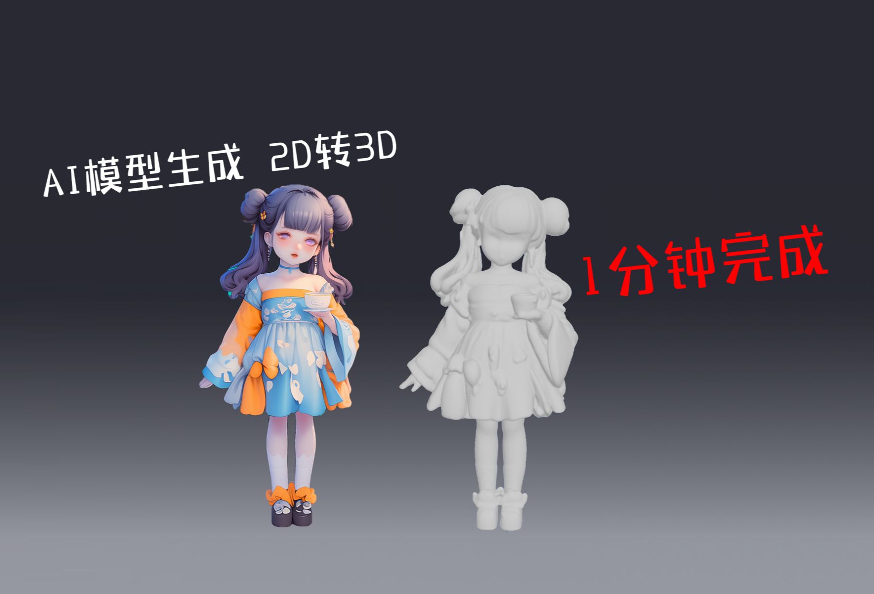 【一分钟完成】 AI智能生成 2D图片转3D模型