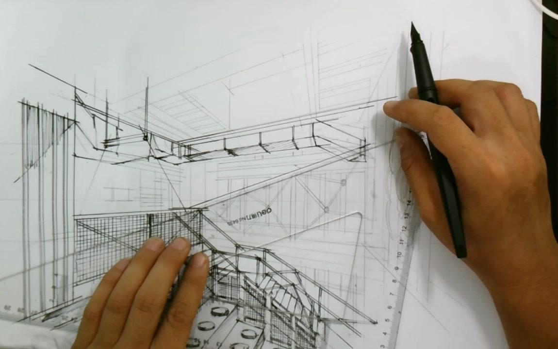 室内工装空间线稿