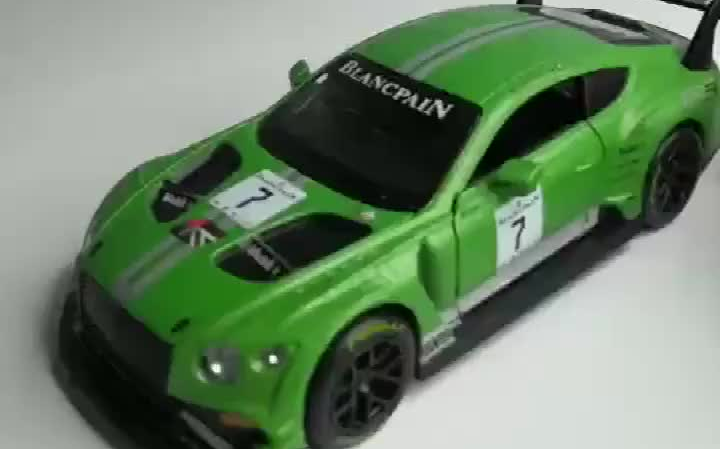 宾利欧陆DTM赛车132合金车模灯光音乐开门金属汽车男孩玩具模型...