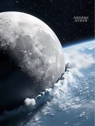 模拟月球与地球碰撞效果。#星球动画 #探索宇宙