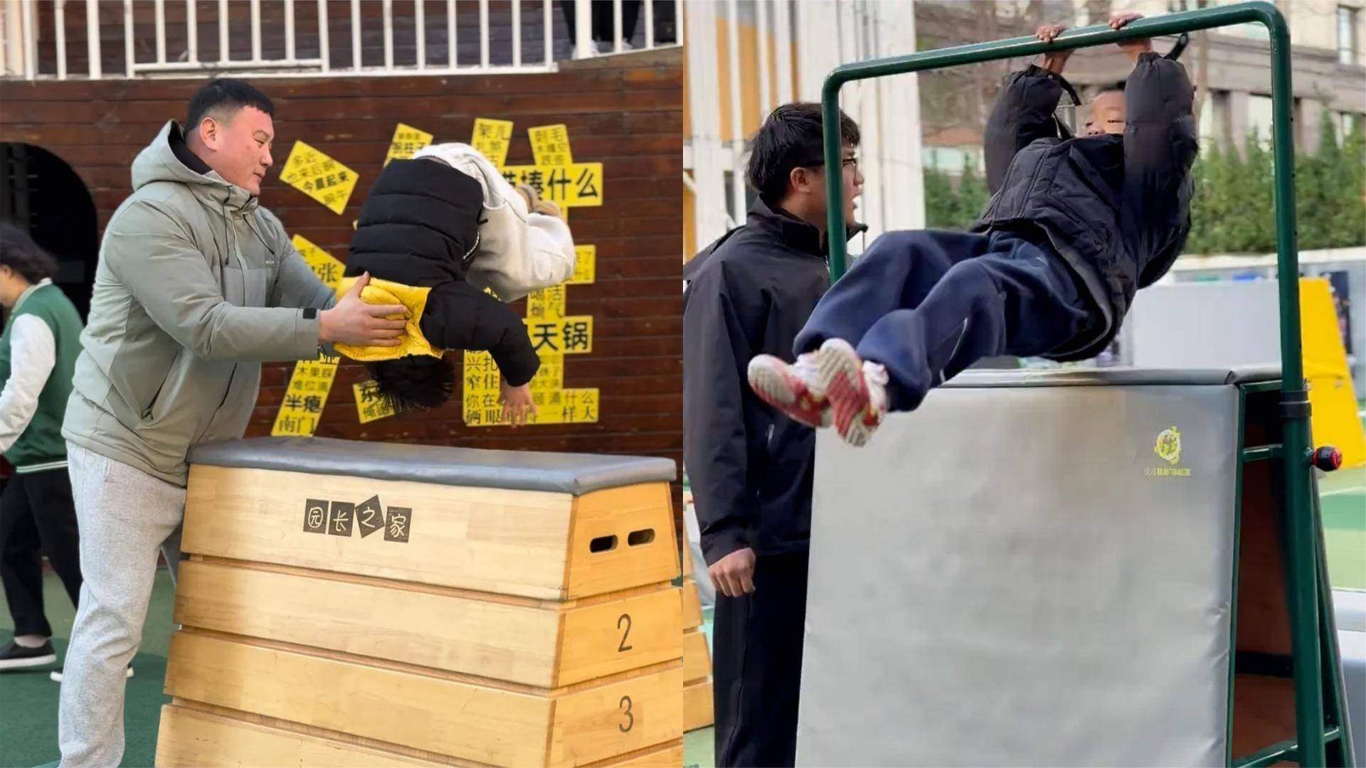 山东一幼儿园硬核体能课火了,列队跳马、障碍跑一气呵成,网友:应全国...