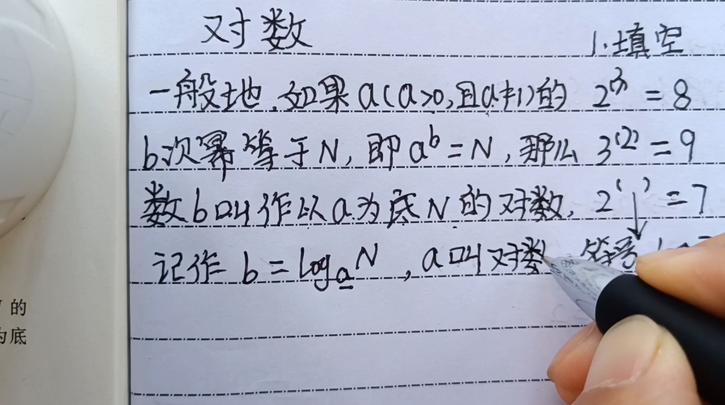对数概念,对数与指数的一些关系。