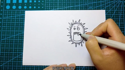 打败病毒,病毒主题画,病毒简笔画,创意简笔画,儿童画,马克笔