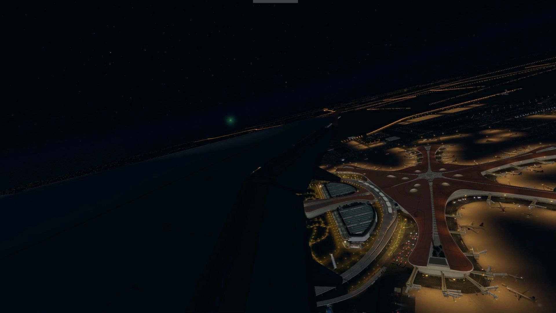 模拟飞行:春秋航空320夜晚从北京大兴机场起飞,夜晚景色好美