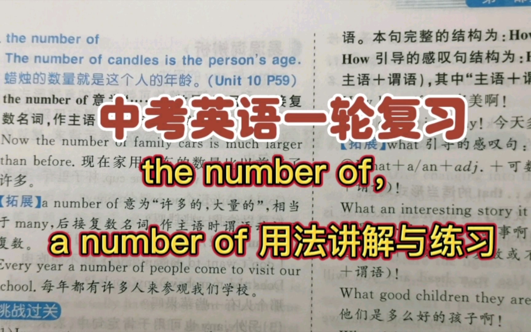 中考英语一轮复习:the number of,a number of用法讲解与练习