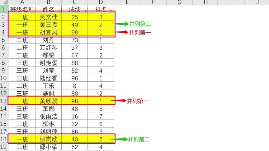 Excel入门教程,分班级排名,中国式排名,不占用名次,系统学习Excel