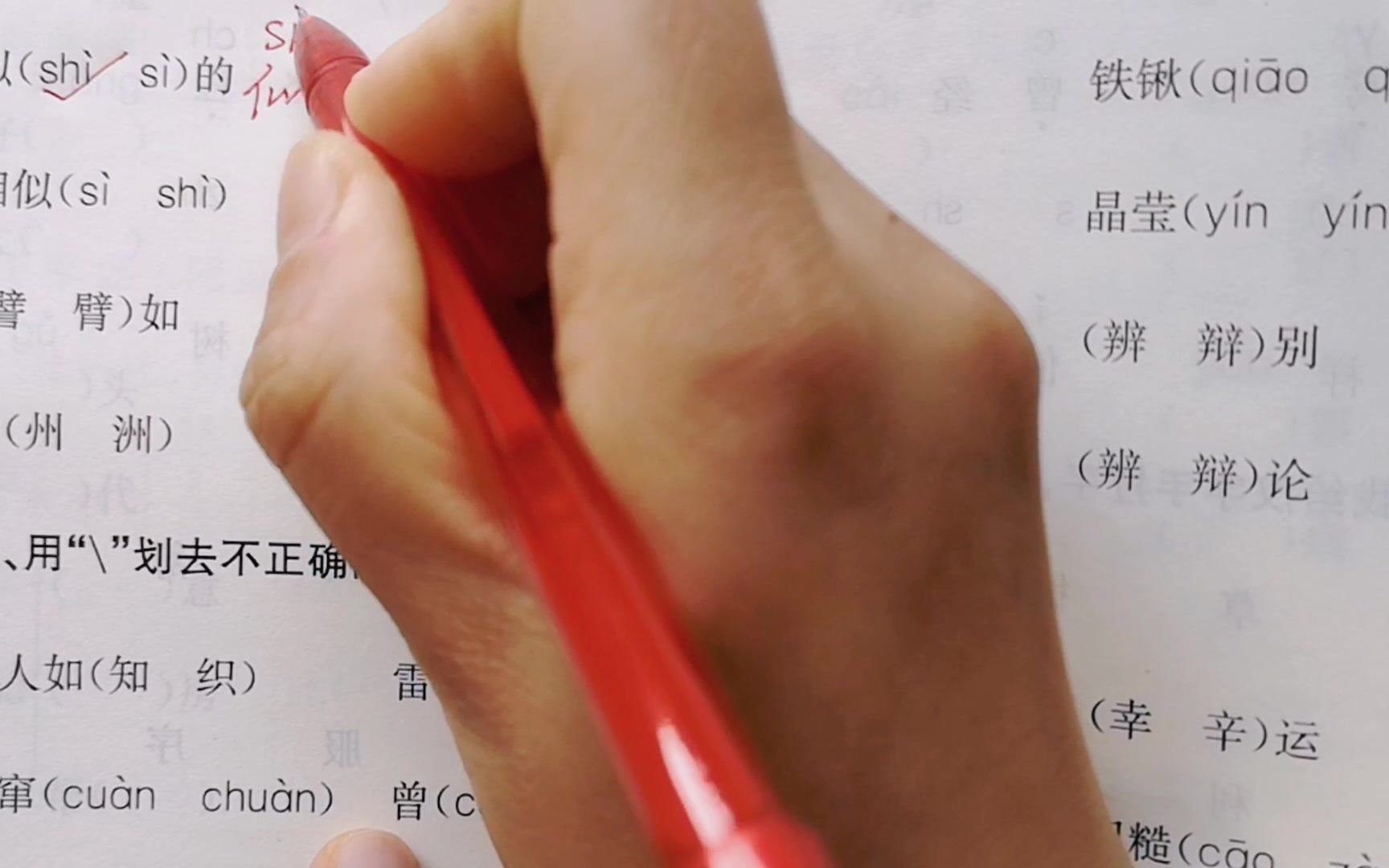 二年级下册重点知识点讲解,用斜线画去不正确的音或字,请你试试