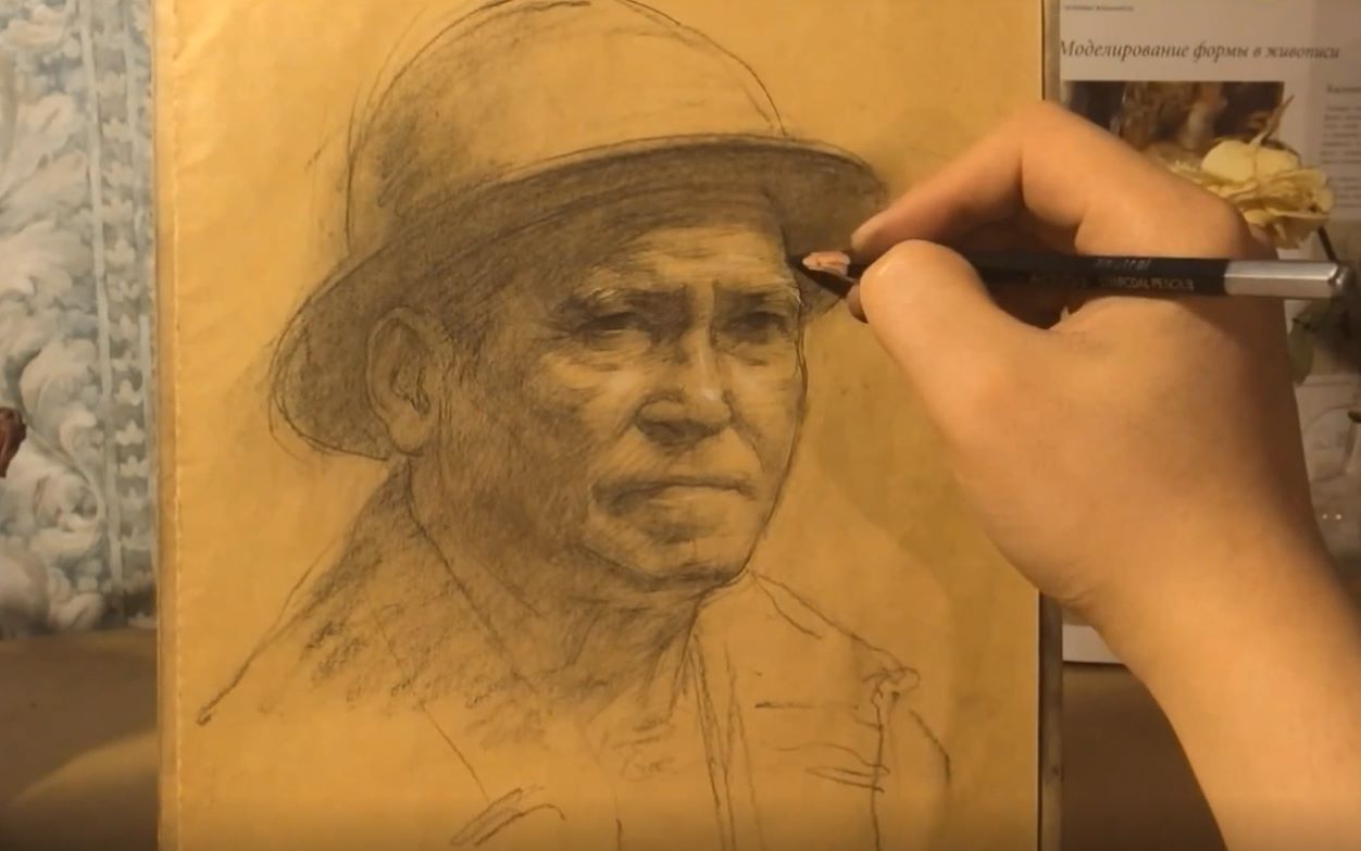 万画素描-学院派素描实用画法技巧!《老兵》【加速画】