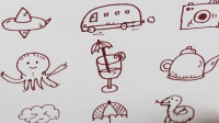小乐简笔画教程:一组可爱的小图标,简单有好学,快来和小乐姐姐一起画...